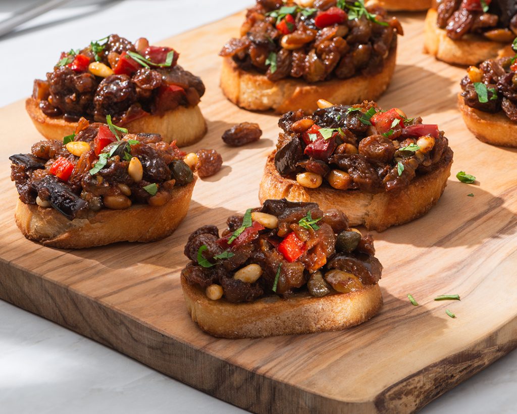 Caponata Crostini Bites - California Raisins in Canada
