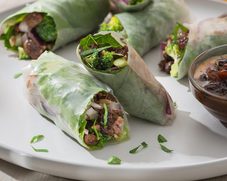 Broccoli Raisin Salad Rice Paper Rolls - California Raisins in Canada